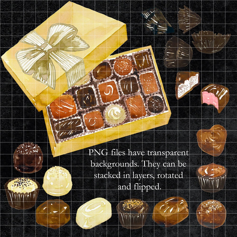WATERCOLOR Chocolates Illustrations Chocolate Candy - Etsy UK