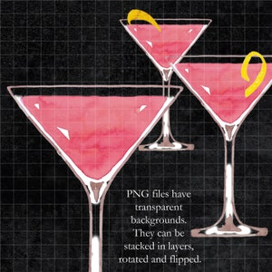 WATERCOLOR Cosmopolitan Clip Art - Cosmo - Instant Download ...