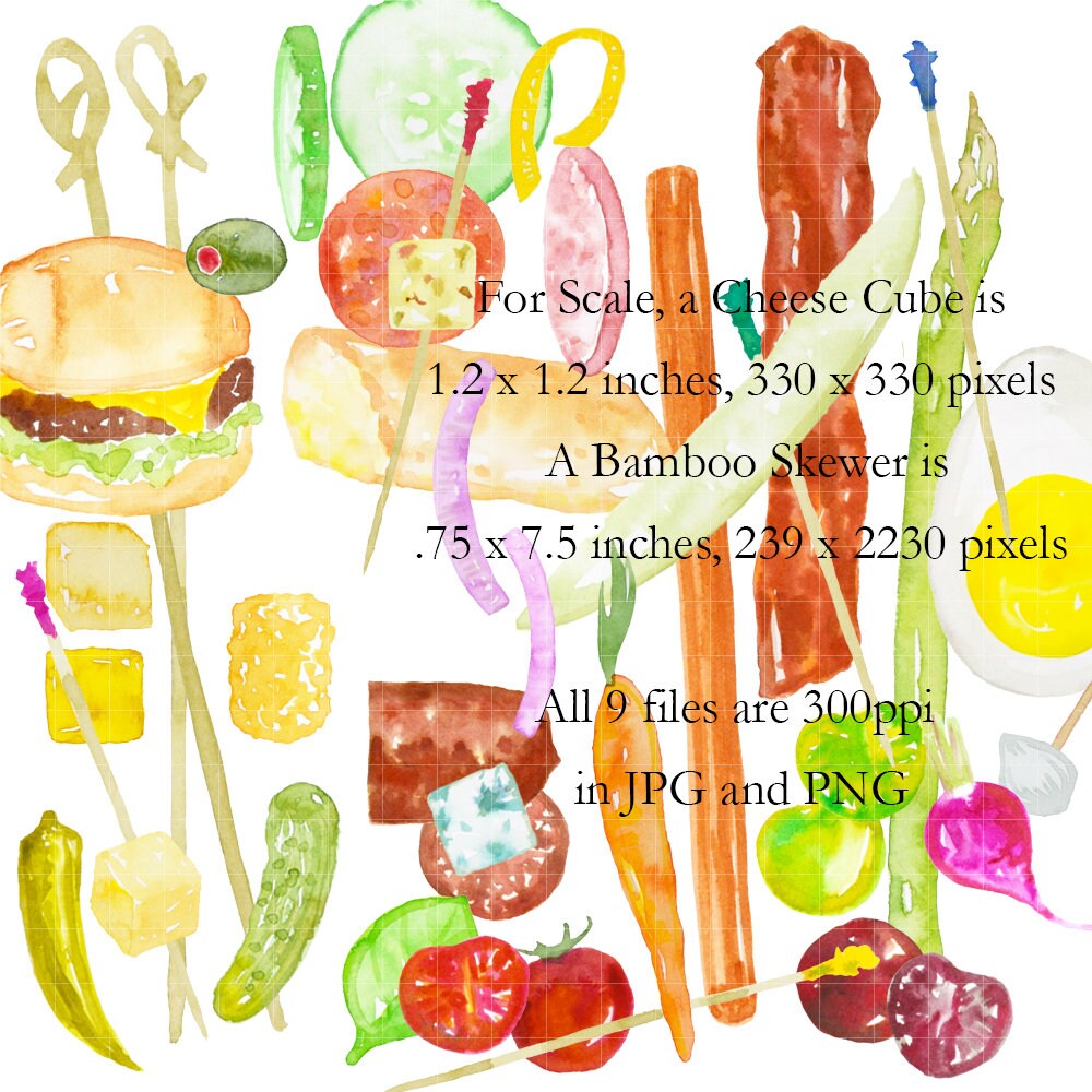 WATERCOLOR Finger Foods Clip Art Bundle Hors D'oeuvres | Etsy