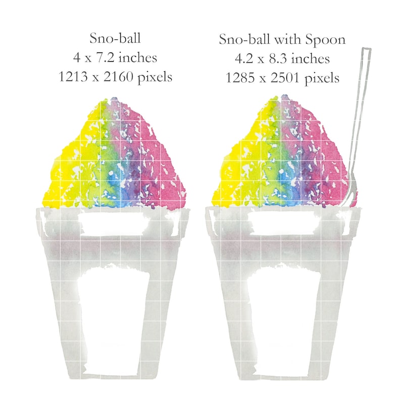 WATERCOLOR Rainbow Sno-ball Clip Art Snoball Clipart | Etsy