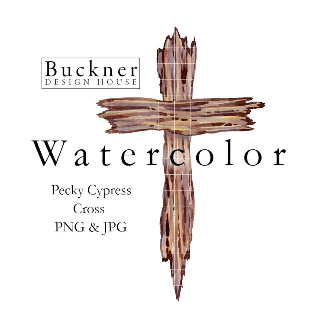 WATERCOLOR Pecky Cypress Cross Clip Art Rustic Cross Cajun - Etsy