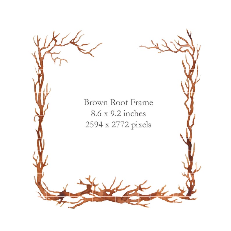 WATERCOLOR Brown Roots Frame Clip Art Gardening Frame Hand - Etsy