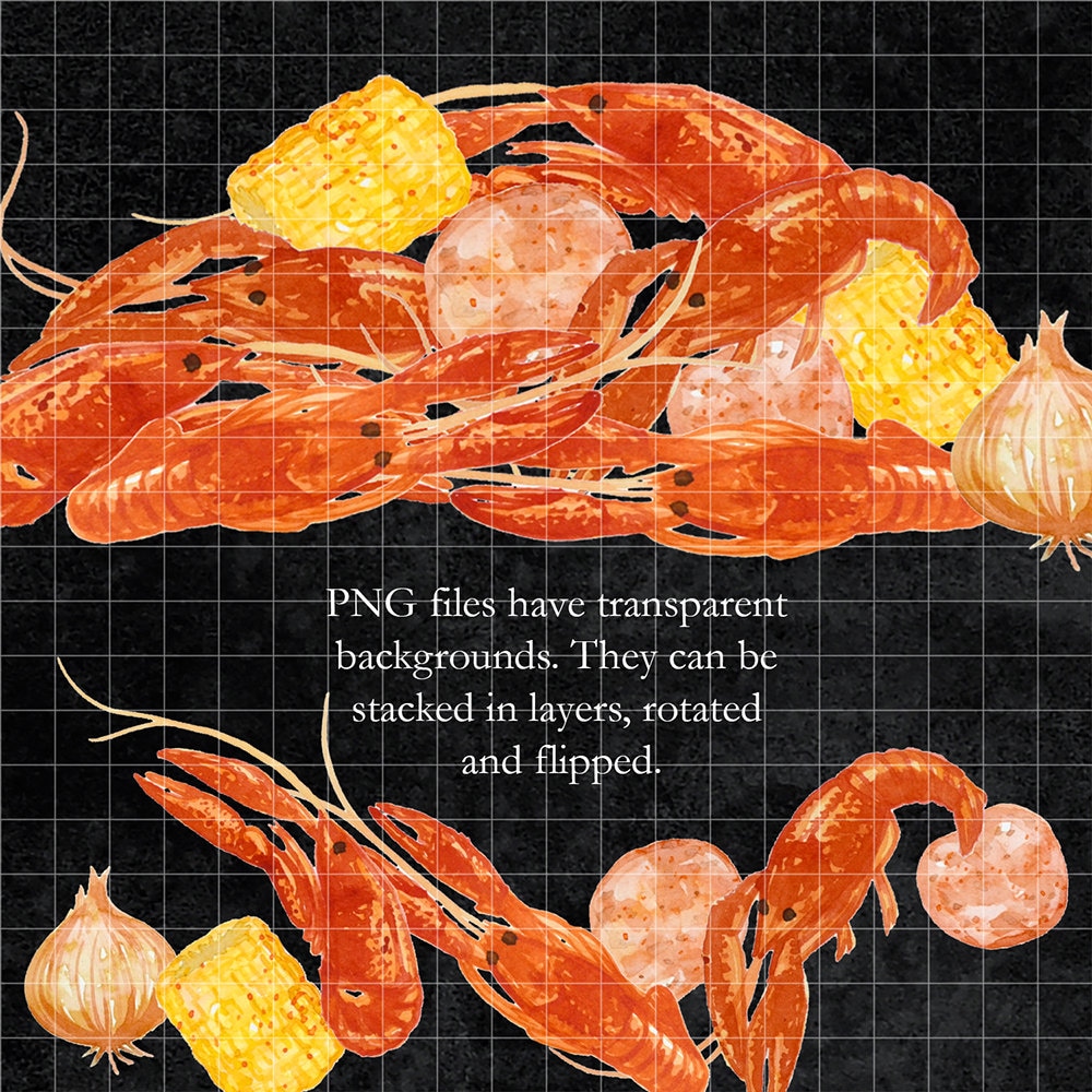 WATERCOLOR Crawfish Boil Clip Art Boiled Crawfish Crawfish - Etsy
