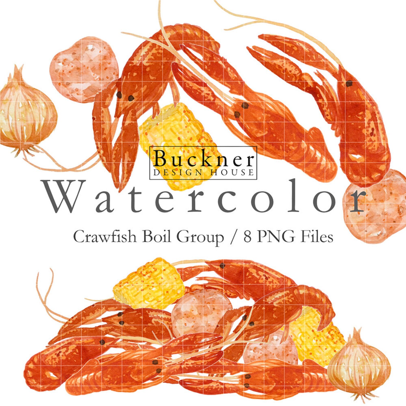 WATERCOLOR Crawfish Boil Clip Art - Boiled Crawfish - Crawfish ...