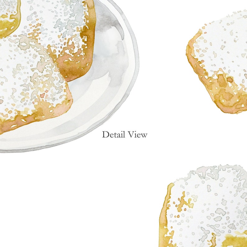 WATERCOLOR Coffee and Beignets Illustrations French Donuts - Etsy