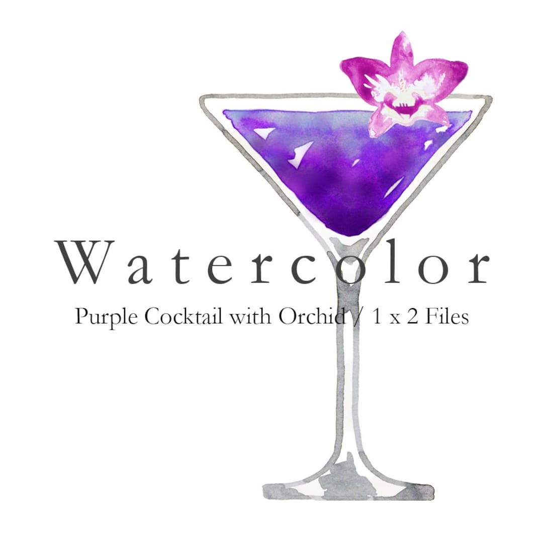 WATERCOLOR Purple Cocktail Clip Art - Purple Martini - Purple People ...