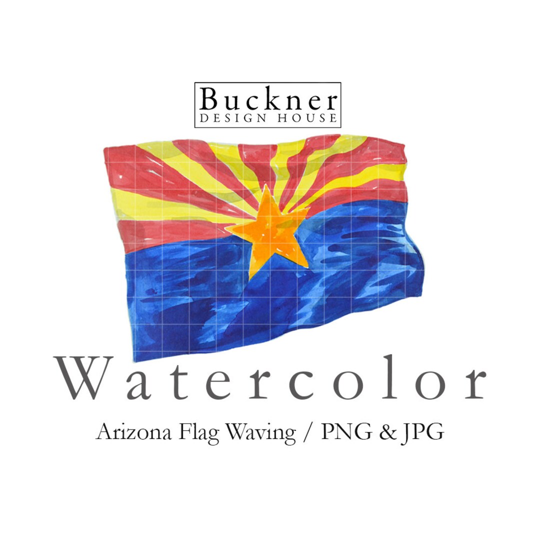 WATERCOLOR Arizona Flag Waving Illustration Hand Painted AZ Flag USA ...
