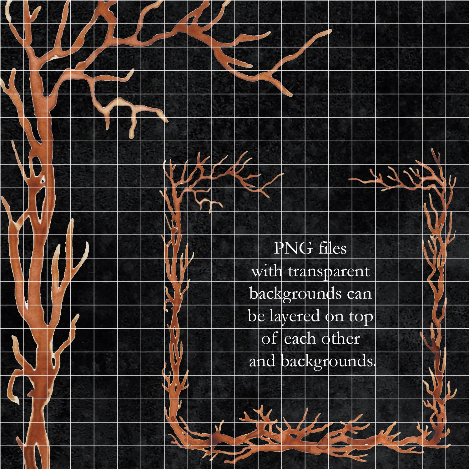 WATERCOLOR Brown Roots Frame Clip Art Gardening Frame Hand | Etsy