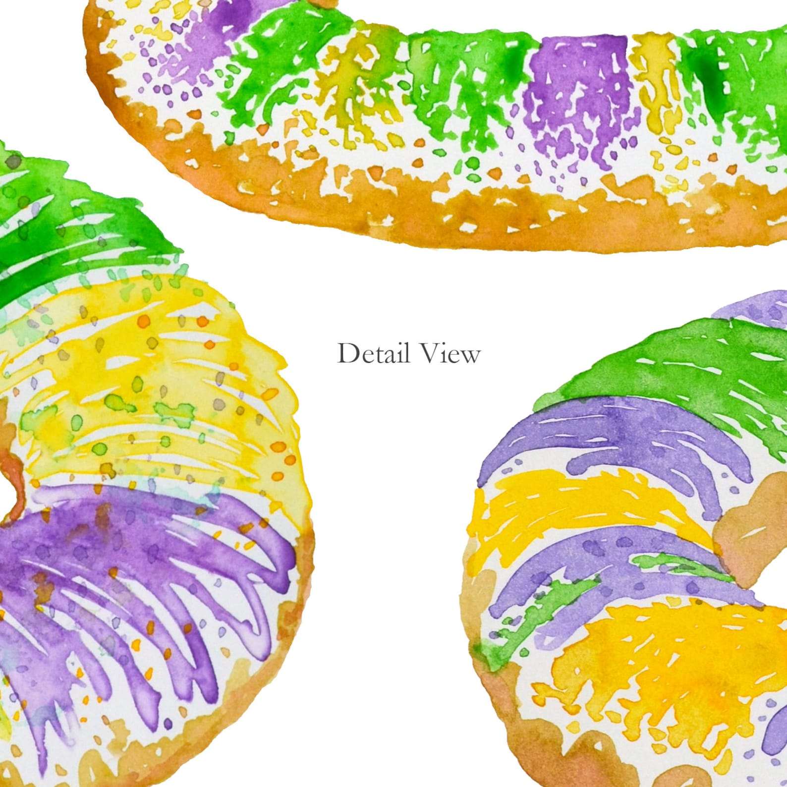 WATERCOLOR King Cake Illustrations Mardi Gras Clipart - Etsy