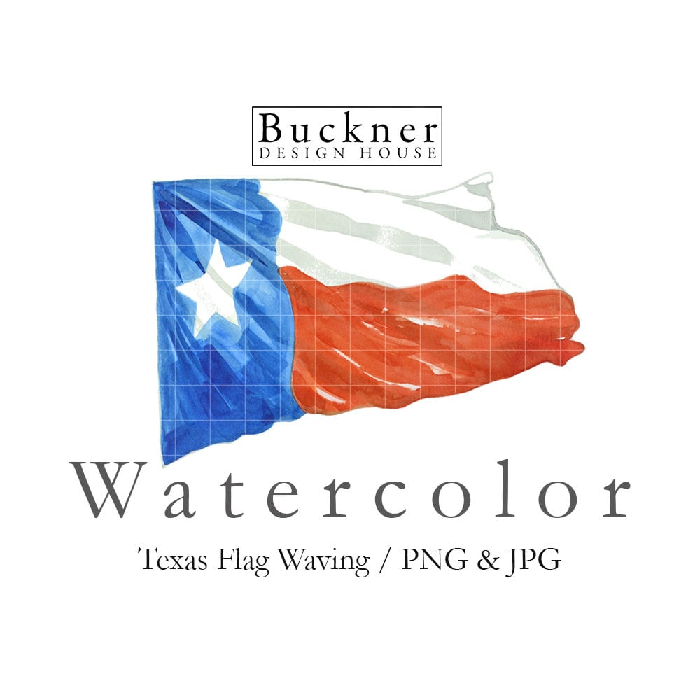 WATERCOLOR Texas Flag Waving Illustration Hand Painted TX - Etsy