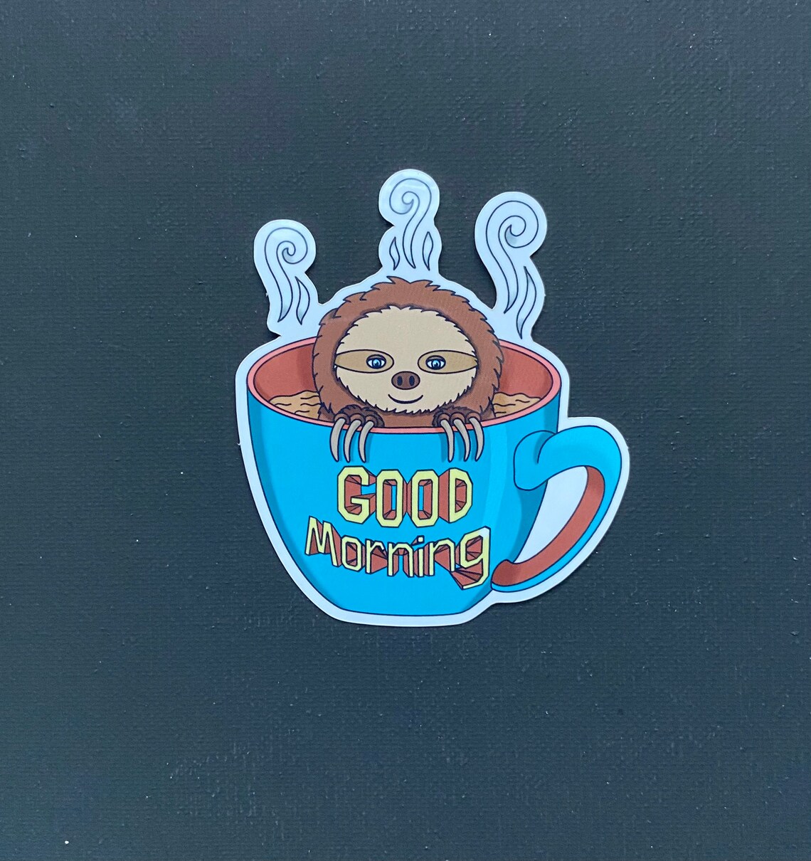 Sloth Coffee Cup Sticker With Cute good Morning Message - Etsy
