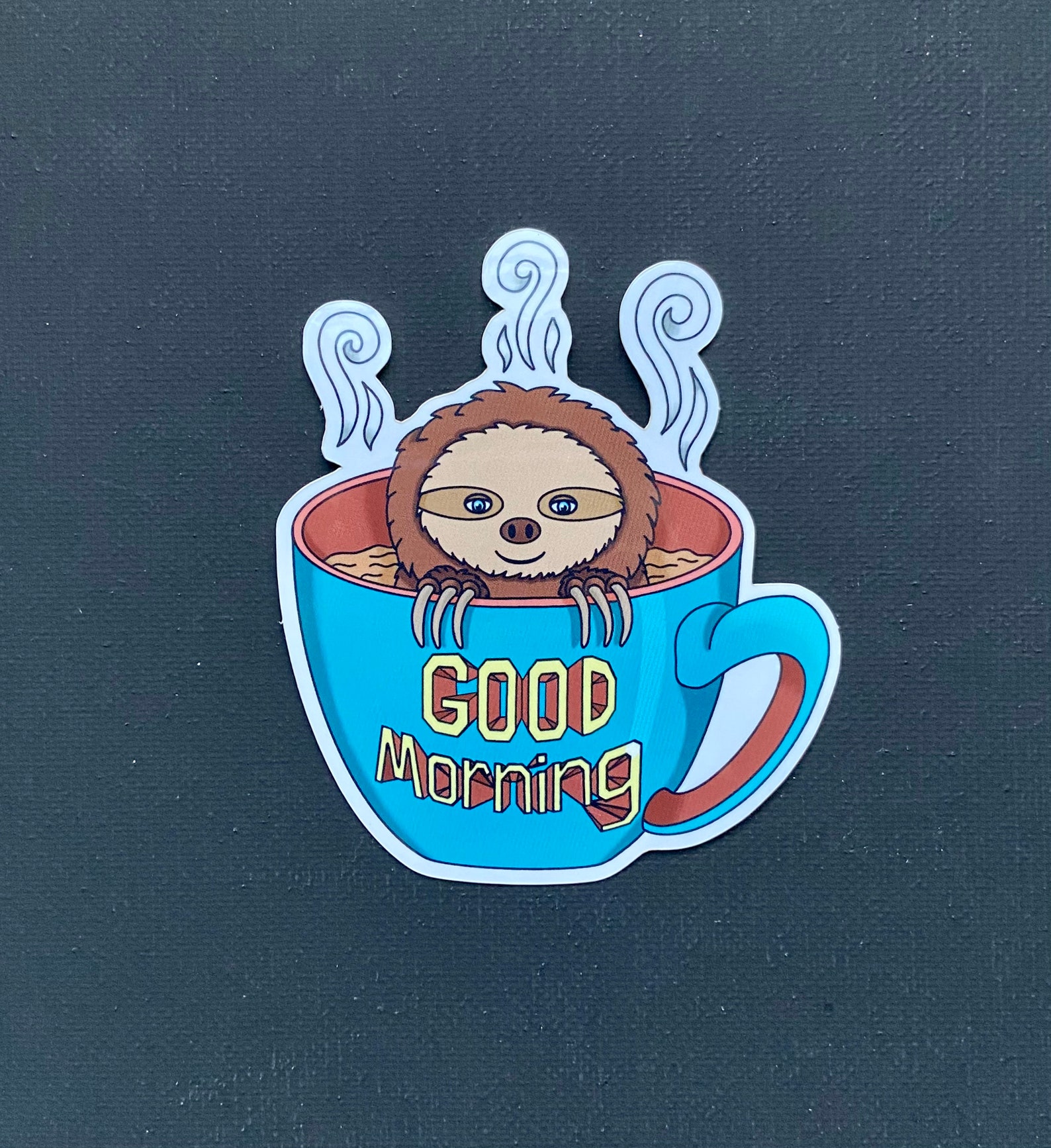 Sloth Coffee Cup Sticker With Cute good Morning Message, Perfect for ...
