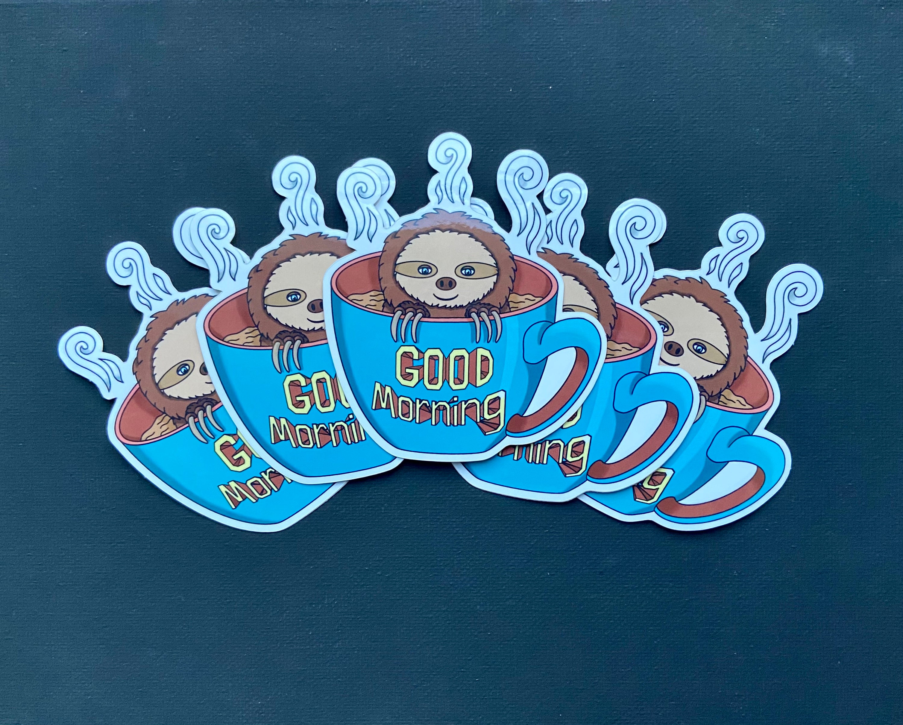 Sloth Coffee Cup Sticker With Cute good Morning Message - Etsy