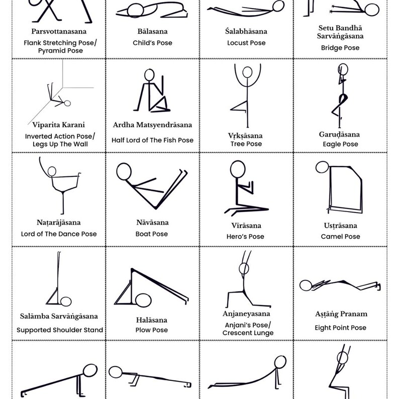 Printable Yoga Poses Flashcards – 70 Hand-illustrated Asanas With ...