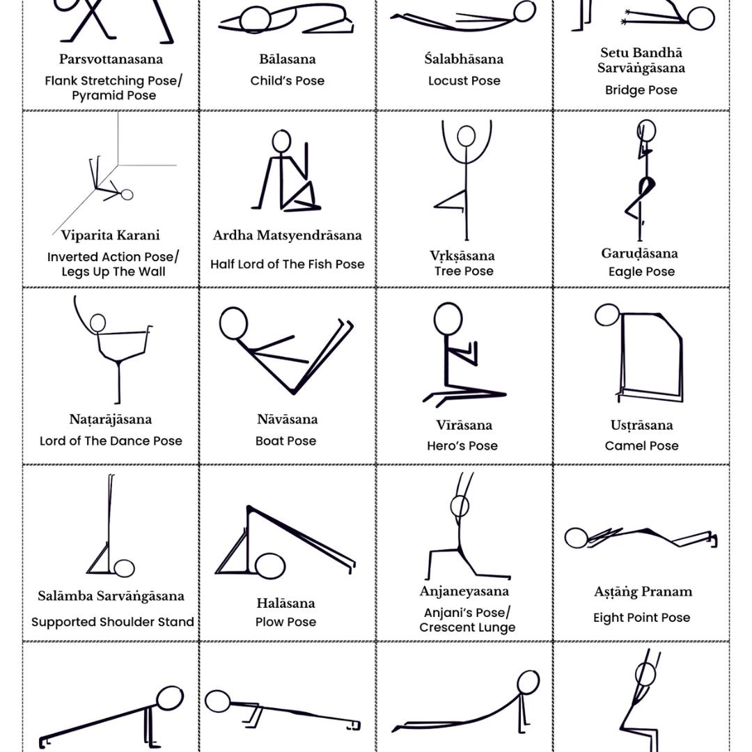 Printable Yoga Poses Flashcards – 70 Hand-illustrated Asanas With ...