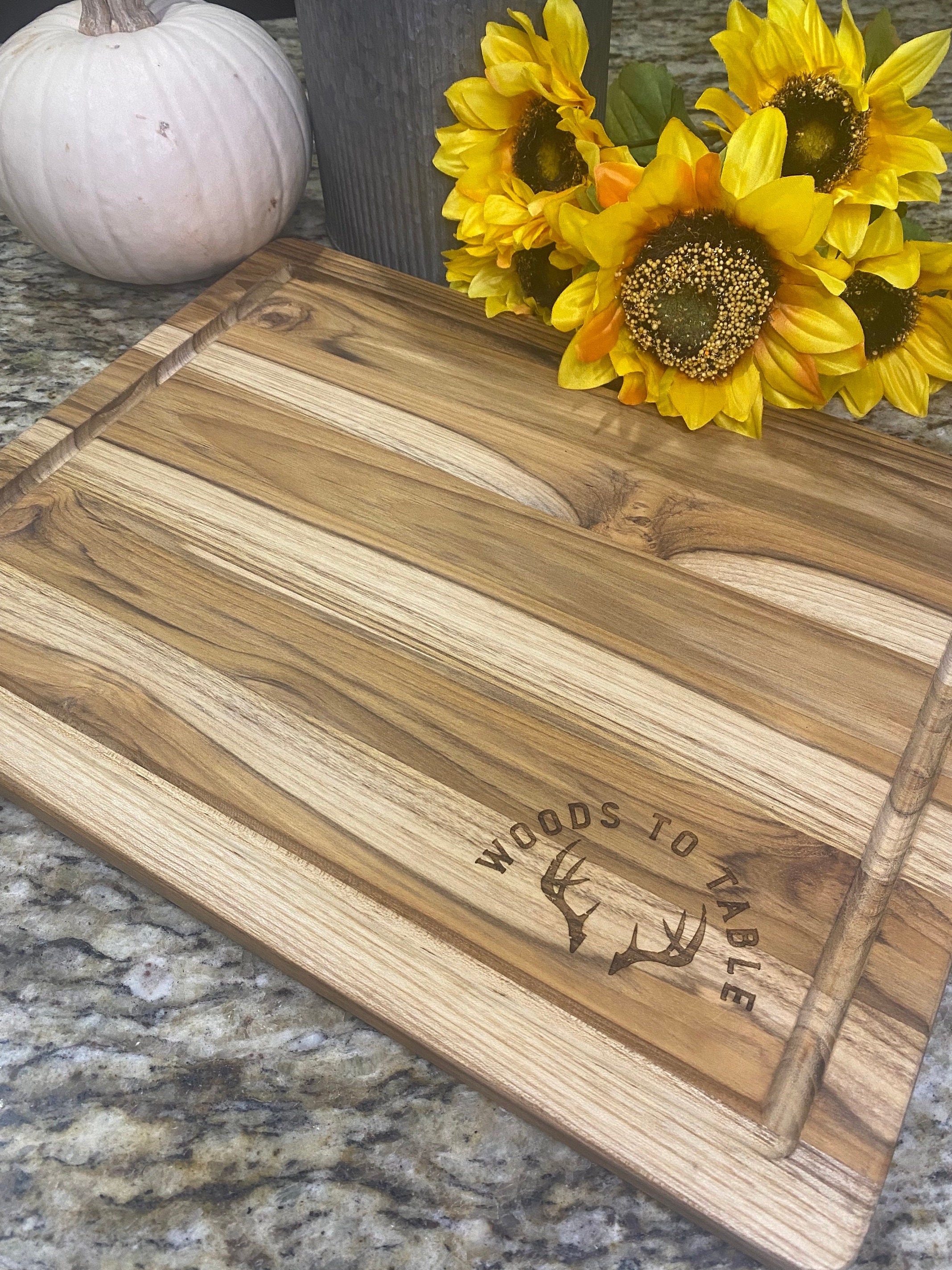 Woods to Table Cutting Board, Deer Hunter Cutting Board, Antler Home ...
