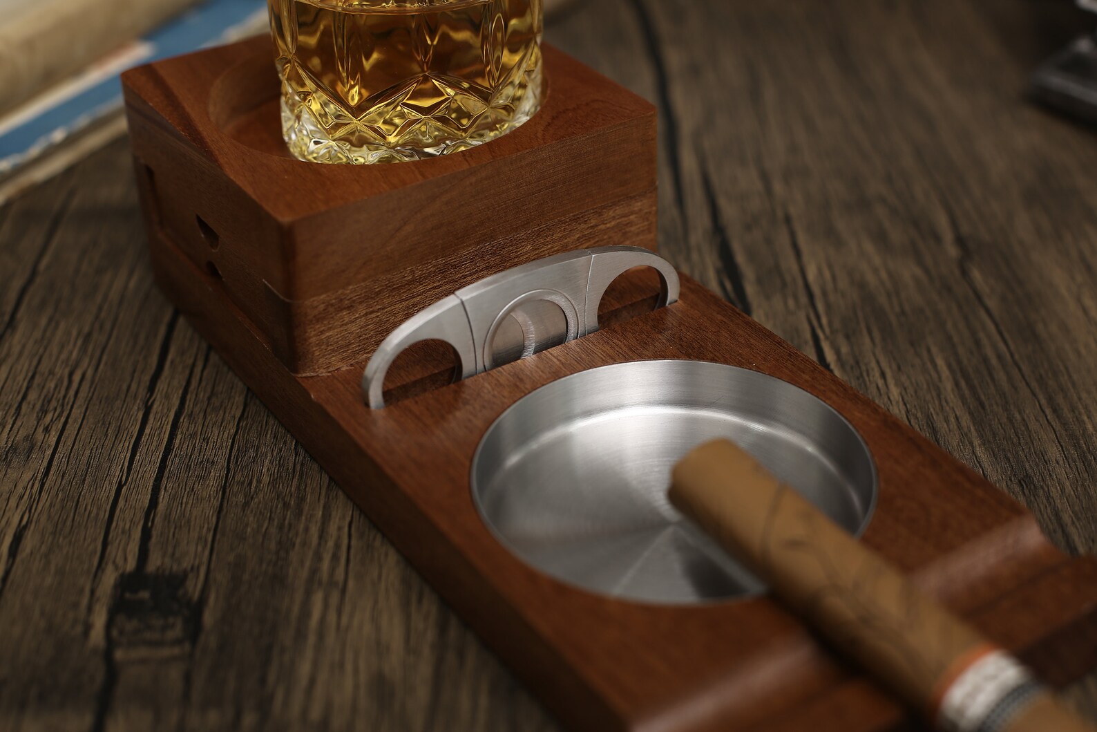 Personalized Whiskey & Cigar Tray Glass Holder Ashtray - Etsy