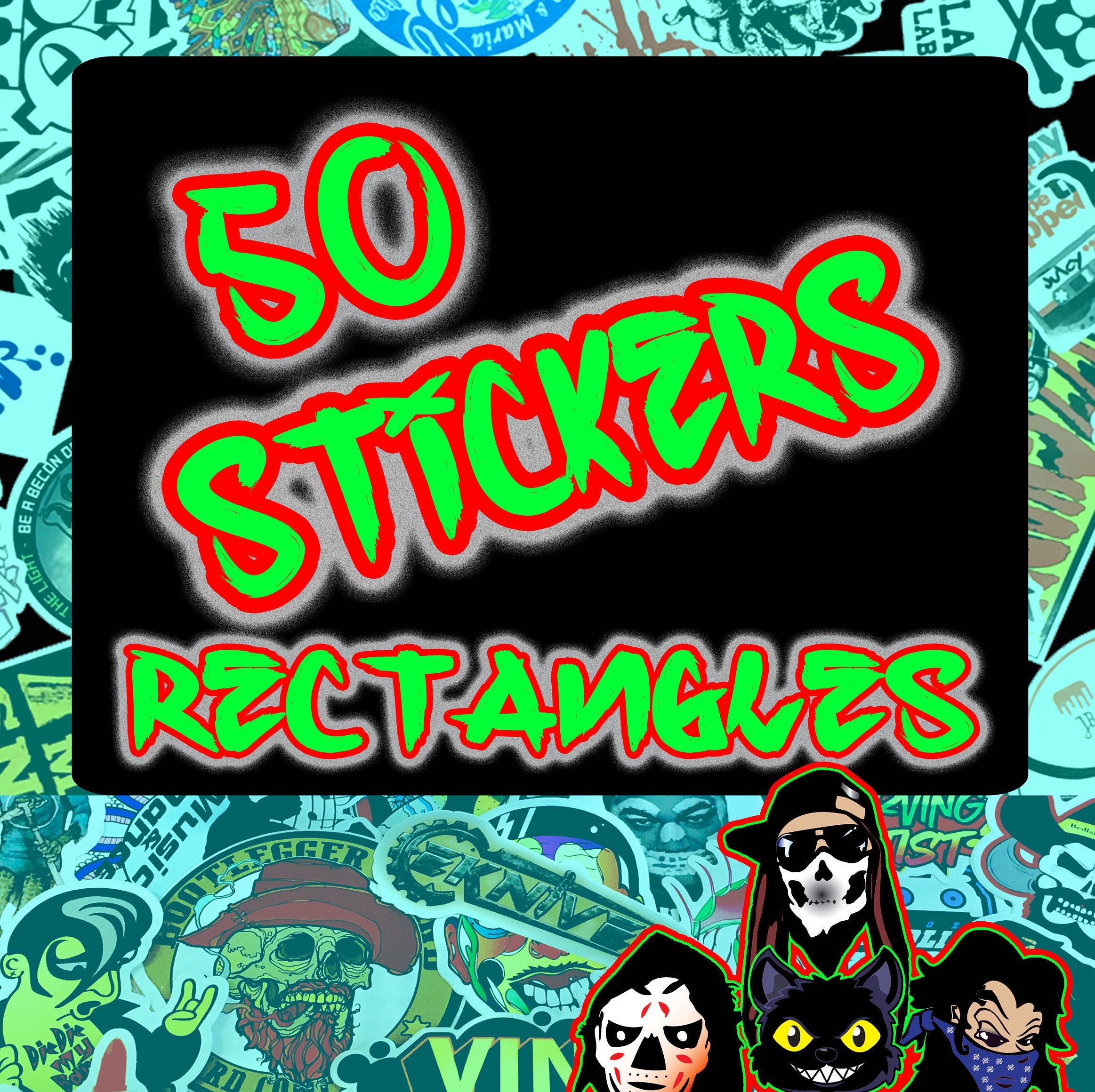 50 Custom Rectangle Vinyl Stickers, Full Color Branding Labels - Etsy