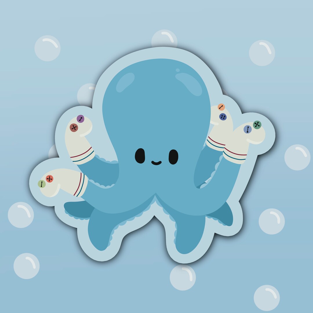 Cute Octopus With Sock Puppets Tentacles Socktopus Hat Die-cut Vinyl ...