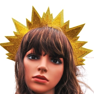 Gold Sun Crown Festival Sun Queen Headpiece Carnival Sun Rays Headband ...