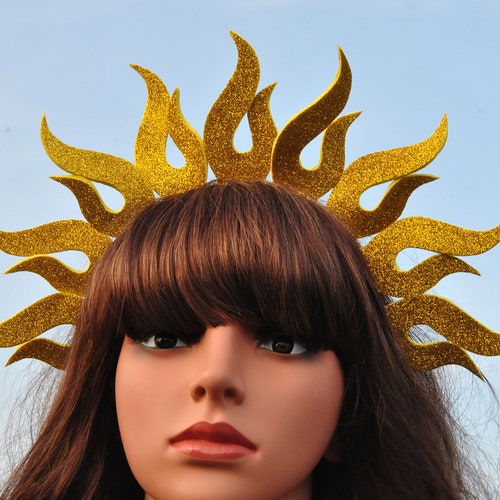 Gold Sun Crown Festival Sun Queen Headpiece Carnival Sun Rays | Etsy