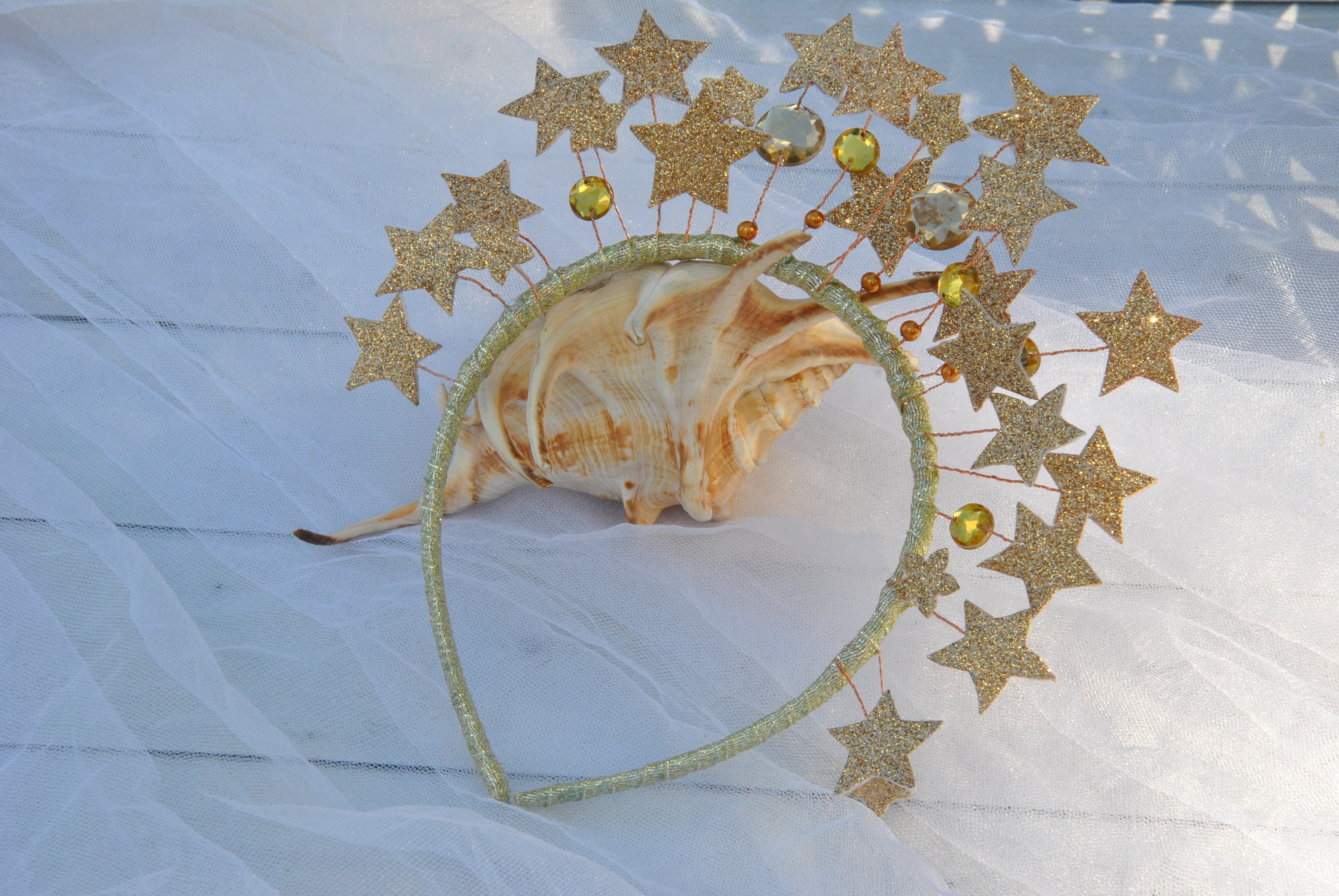 Celestial headpieceGold star headband stars halo crown | Etsy