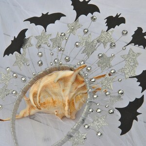 Halloween Crown Headband Bat Wing Headpiece Silver Star Crown Winged ...