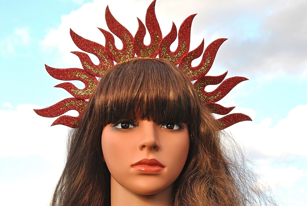 Flame Headband Halloween Fire Headpiece Costume Phoenix Fire Bird Crown ...