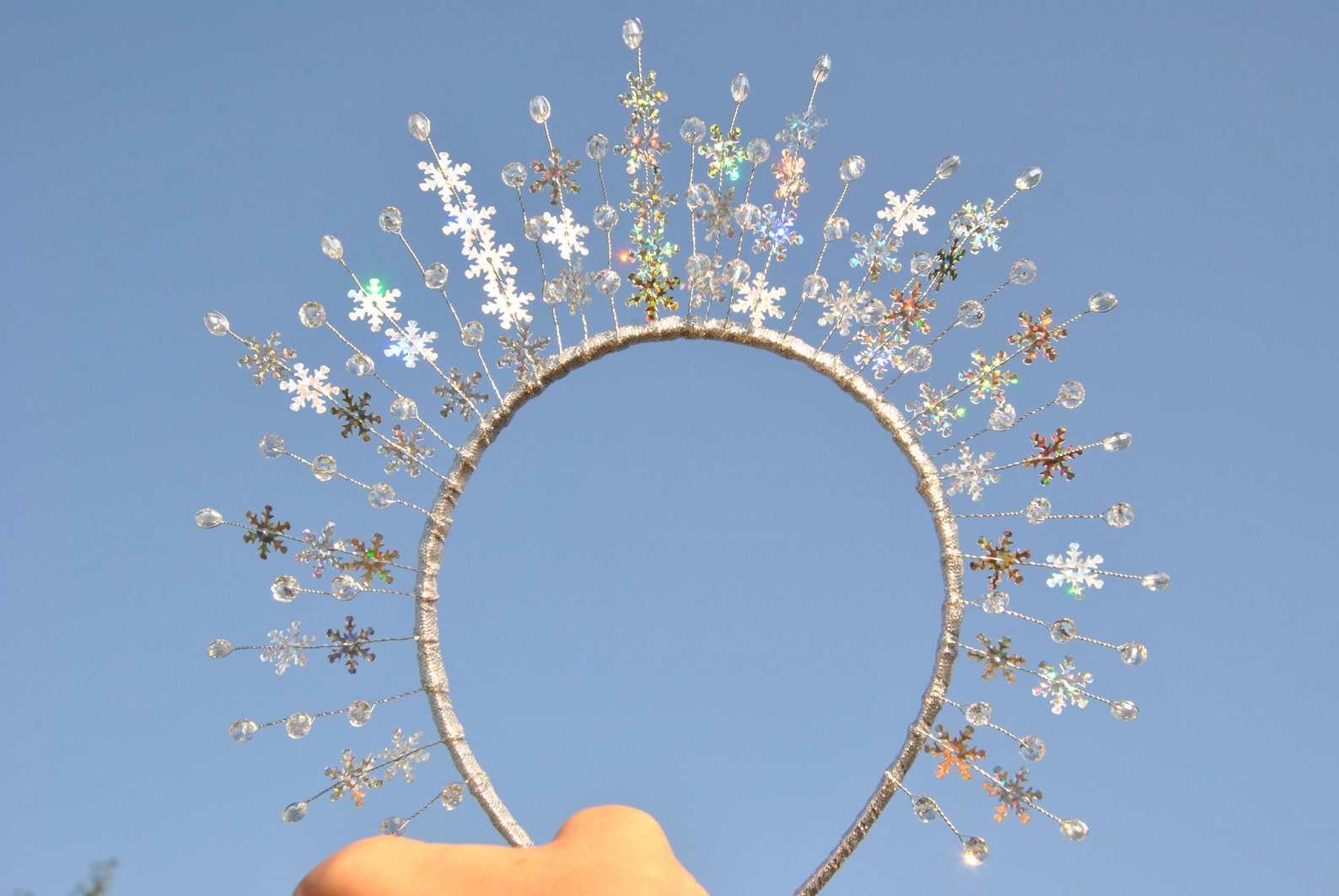 Snowflake Tiara Headpiece Christmas Sparkling Headband Snow Queen Crown ...