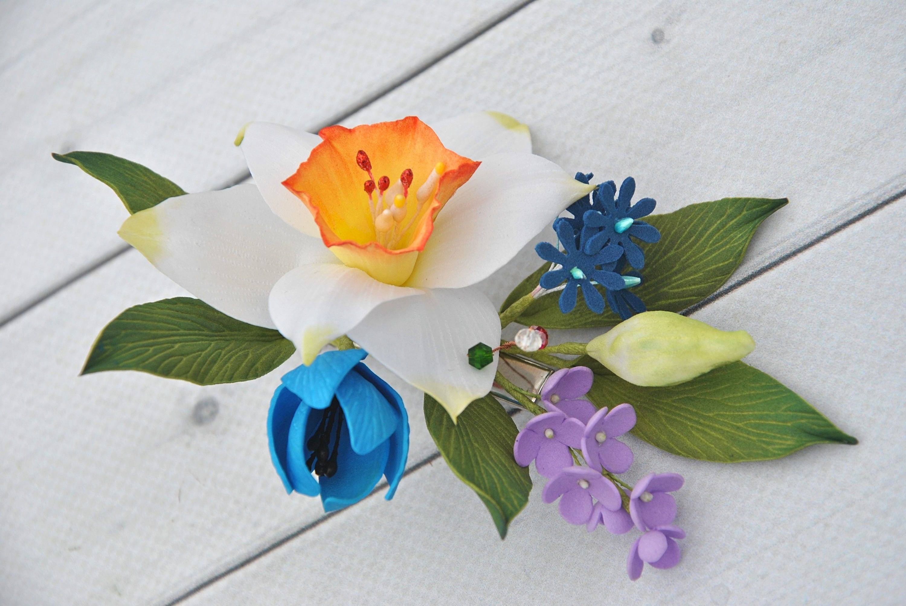 Daffodil Flower Hair Clip Flower Girl Hair Accessory Wedding - Etsy