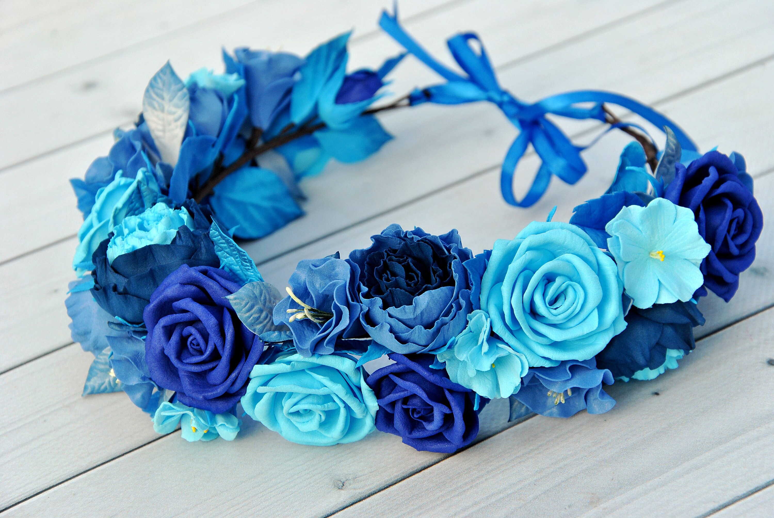 Blue Flower Crown Wedding Flower Girl Crown Navy Blue Rose - Etsy