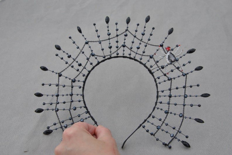 Goth Halo Crown Black Spider Crown Halloween Headband Spiked - Etsy