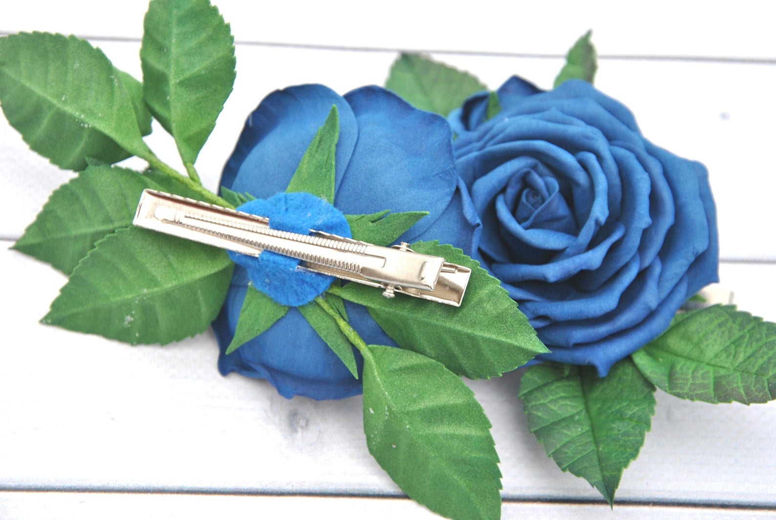 Blue Rose Flower Hair Clip for Women Royal Blue Bridal Hair | Etsy