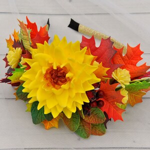 Fall Flower Headband Sunflower Crown Headpiece Autumn Leaves Flower ...