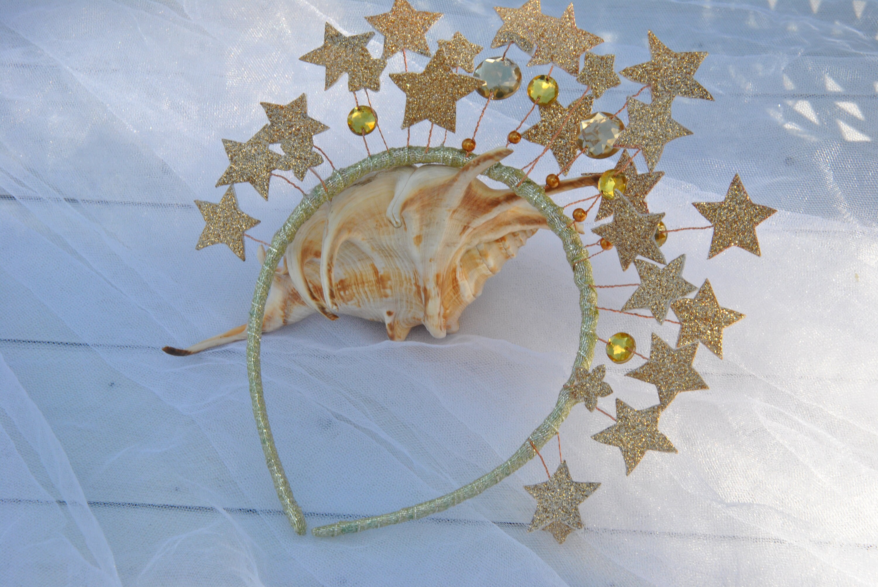 Celestial headpieceGold star headband stars halo crown | Etsy