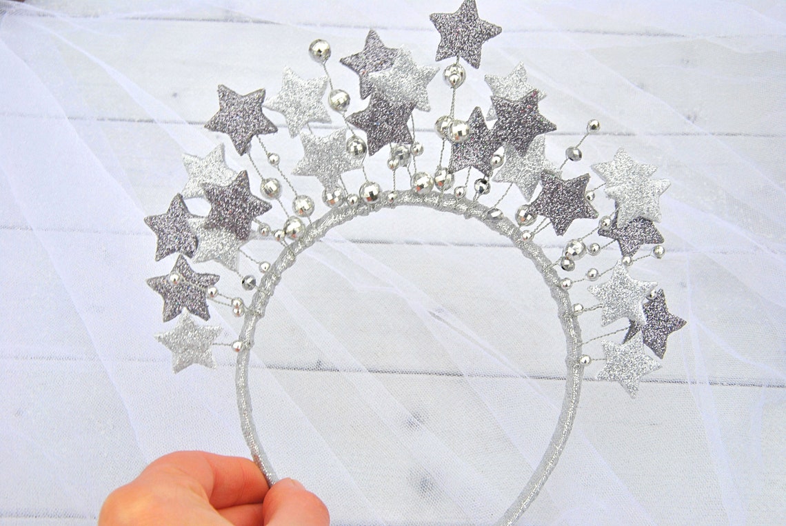 Star Headpiece Celestial Crown Headband Bright Gold Silver - Etsy