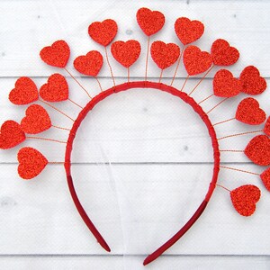 Valentine Headband Queen of Hearts Crown Adult Red Heart Headpiece - Etsy