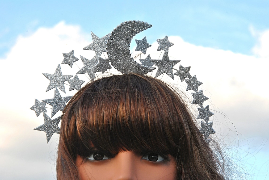 Silver Star Moon Headpiece Christmas Bright Celestial | Etsy