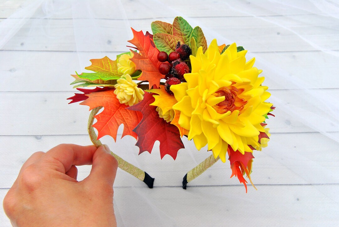 Fall Flower Headband Sunflower Crown Headpiece Autumn Leaves Flower ...