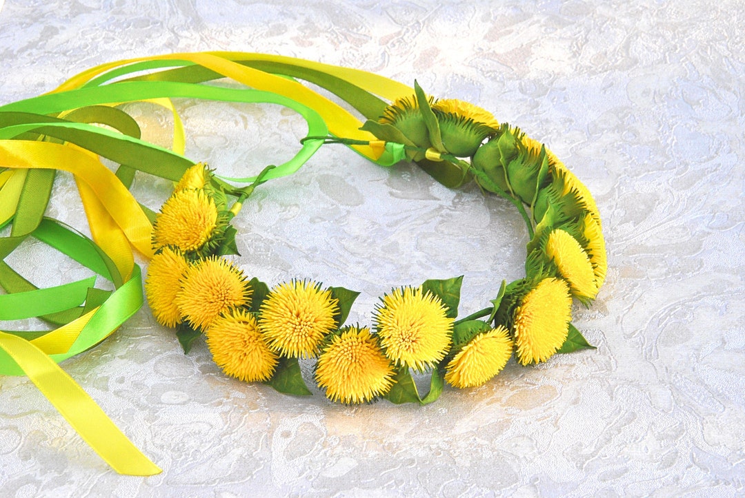 Dandelion Easter Headband Flower Girl Yellow Crown Dandelion Flower ...