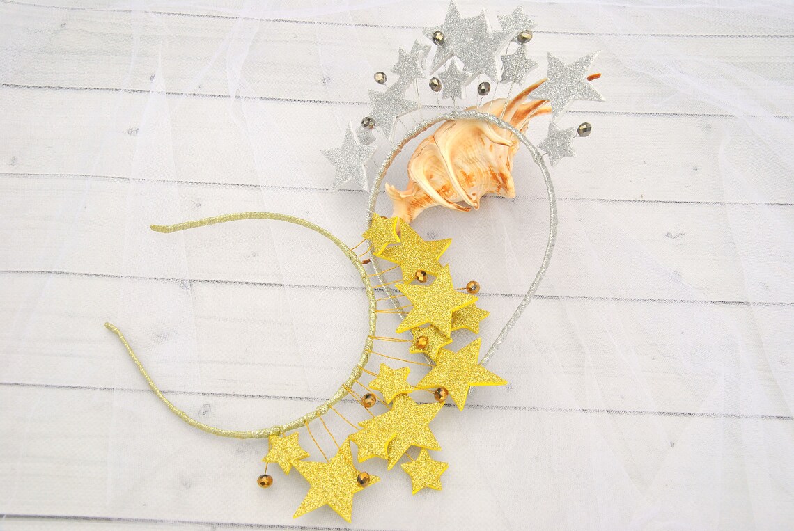 Silver Star Crown Celestial Headpiece Bridal Star Halo Crown - Etsy