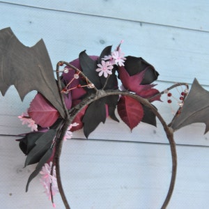 Bat Wing Halloween Headband Black Burgundy Goth Headpiece Bat Wings ...