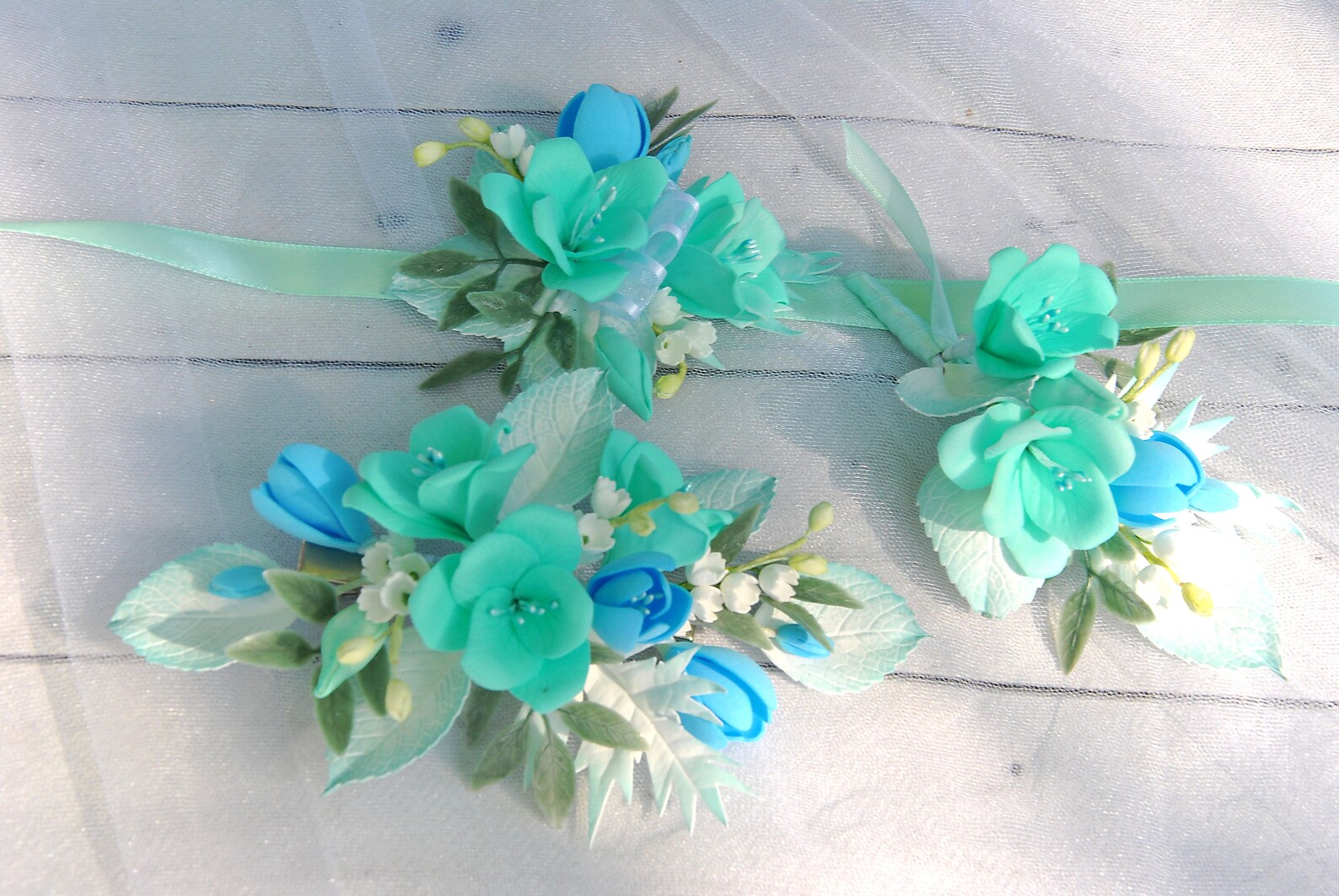 Turquoise Flower Hair Clip Aqua Blue Bridal Hair Piece Mint - Etsy