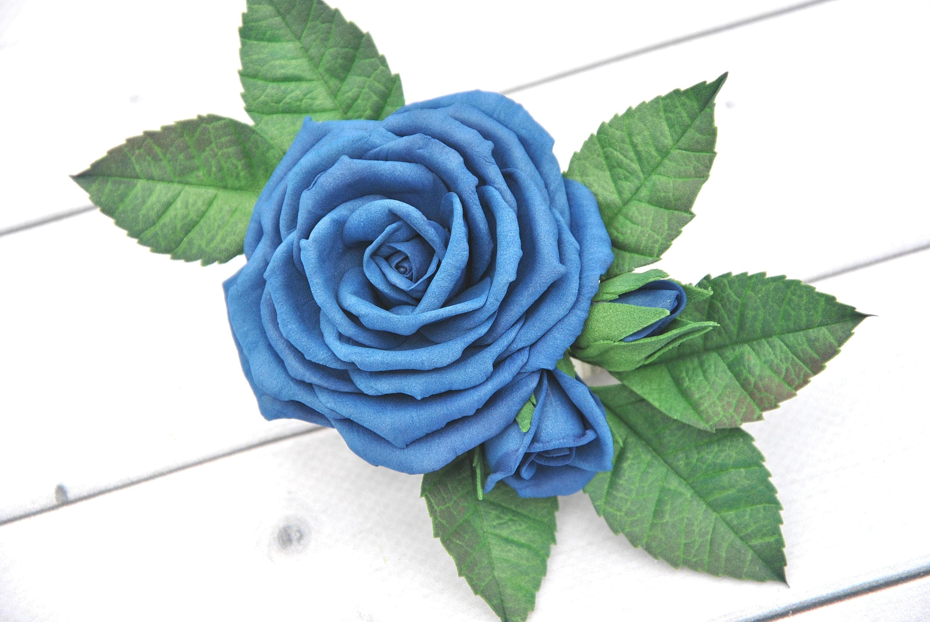 Blue Rose Flower Hair Clip for Women Royal Blue Bridal Hair | Etsy