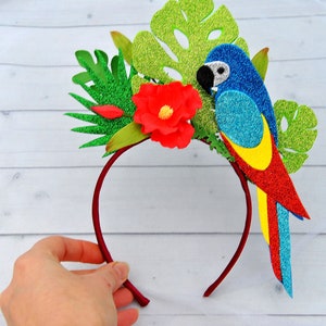 Parrot Headband Tropical Floral Headpiece Monstera Palm Leaves Festival ...