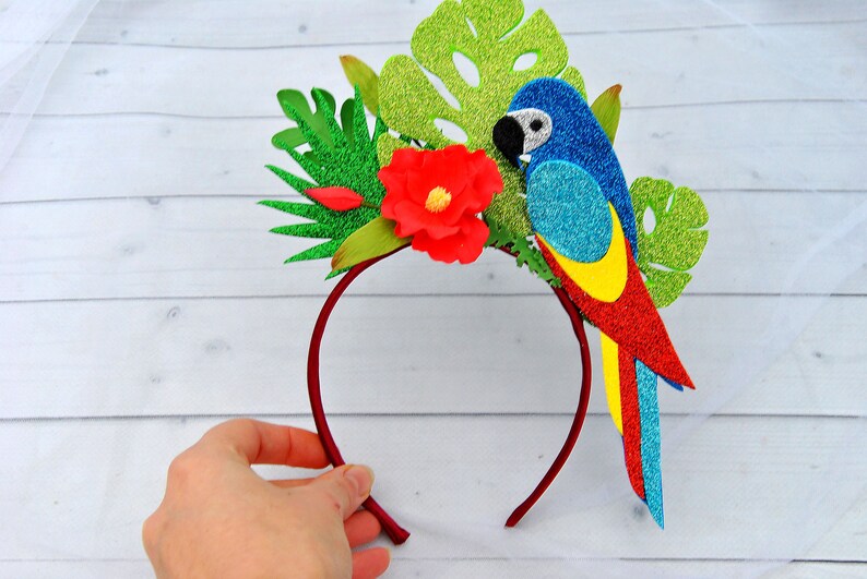 Parrot Headband: Tropical Floral Crown, Festival Costume - Etsy