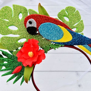 Parrot Headband Tropical Floral Headpiece Monstera Palm Leaves Festival ...