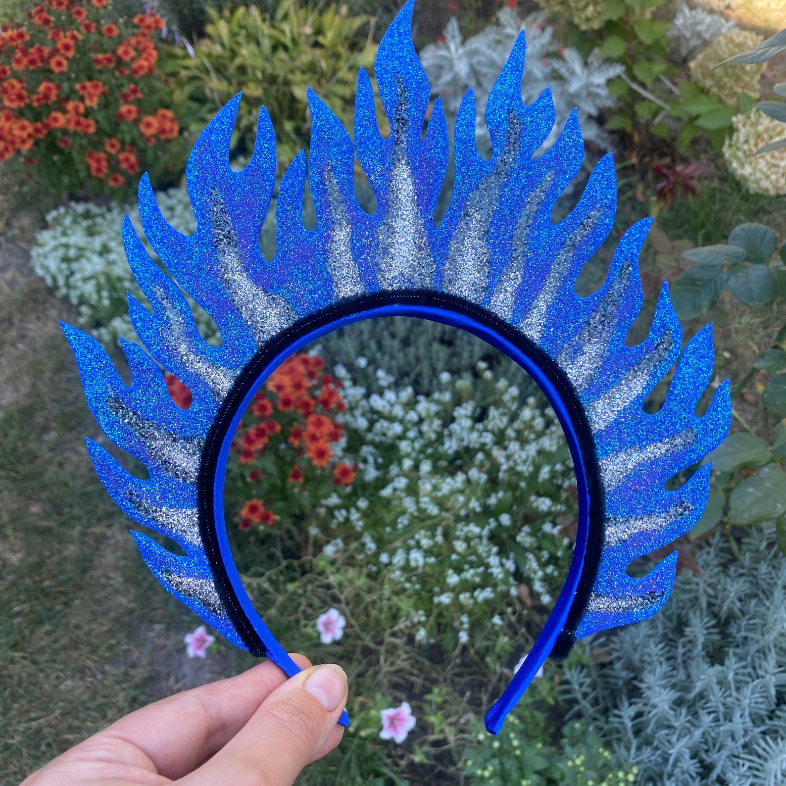 Blue Flame Crown Headband: Handmade Fire Costume Tiara - Etsy