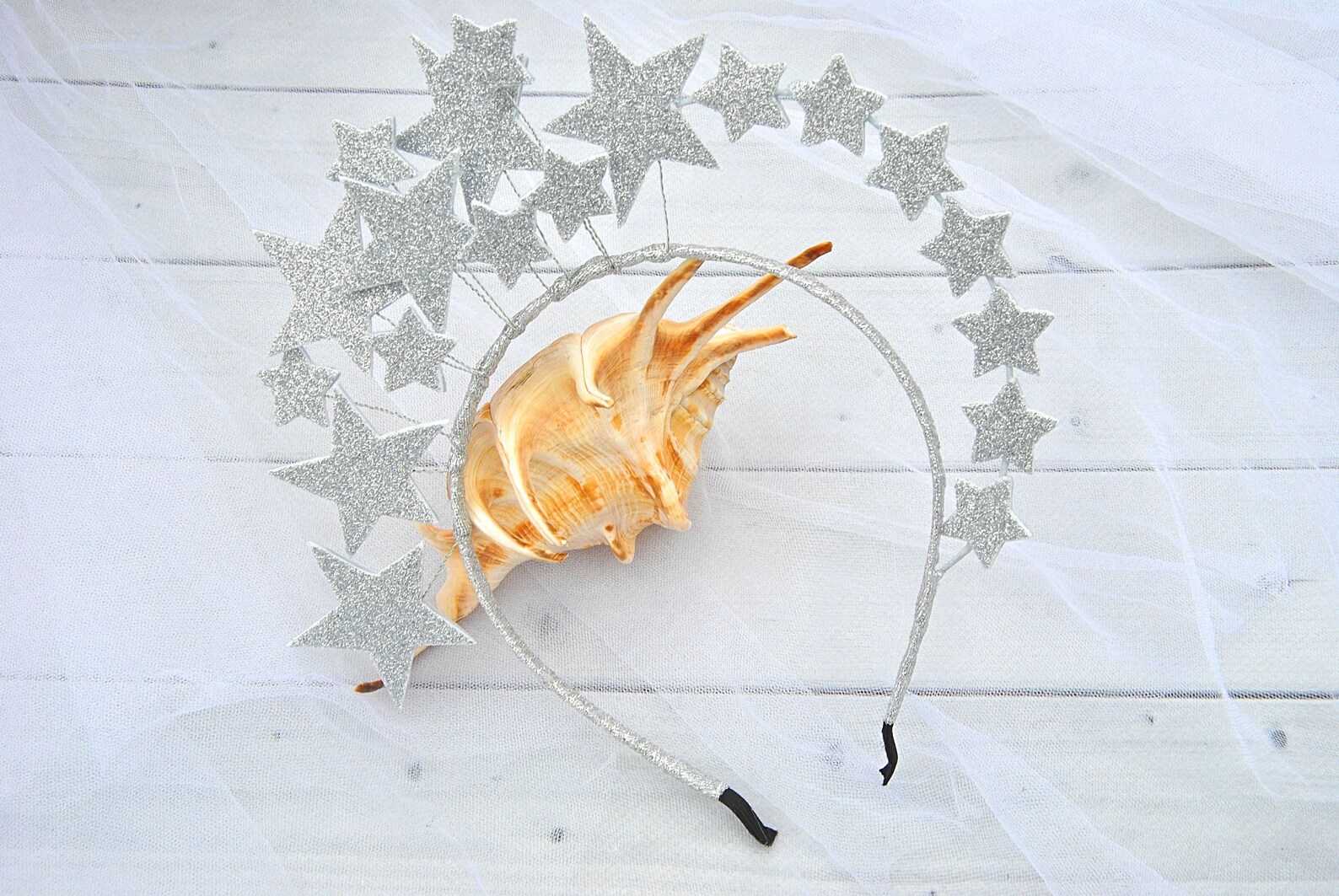 Silver Star Moon Headpiece Christmas Bright Celestial - Etsy