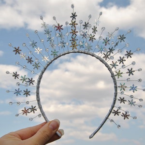 Snowflake Tiara Headpiece Christmas Sparkling Headband Snow Queen Crown ...